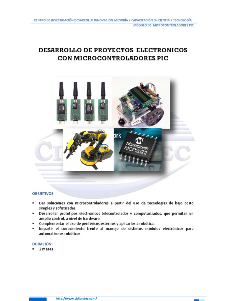 Syllabus - Proyectos Electrónicos Con Microcontroladores PIC | PDF | Microcontrolador Pic ...