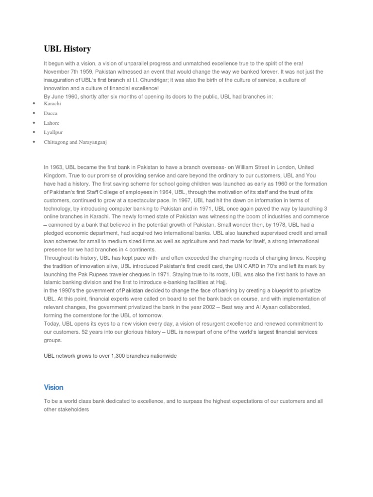 UBL History: Vision | PDF | Business | Travel