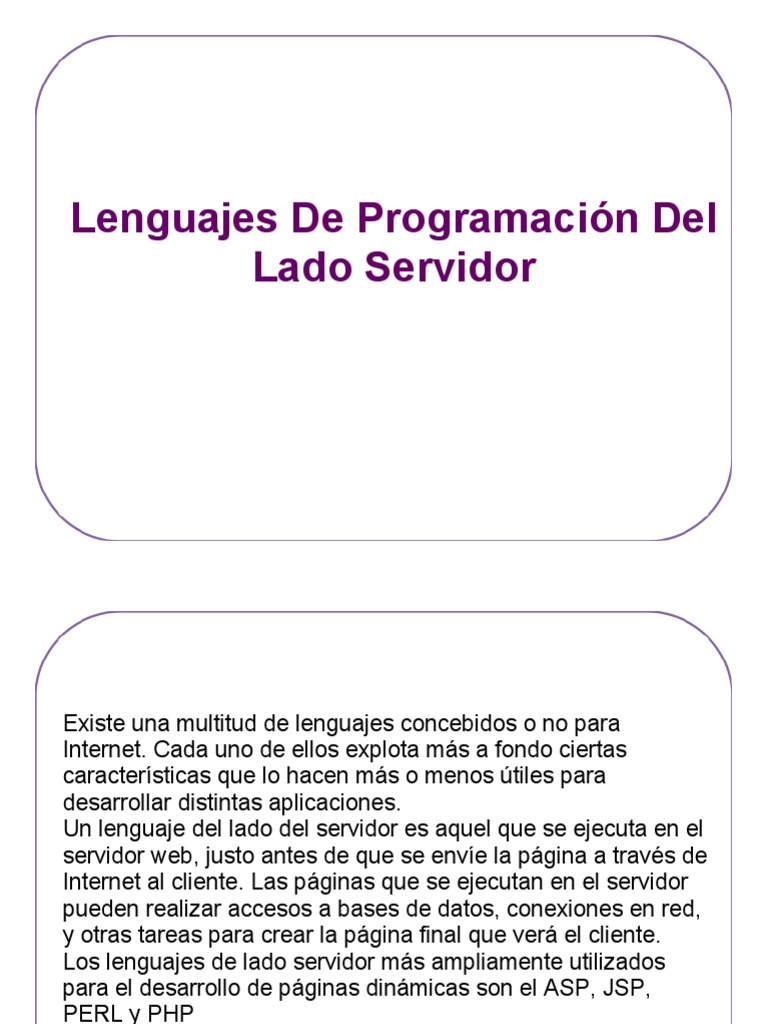 Lenguajes de Programación Del Lado Servidor | PDF | Páginas del ...