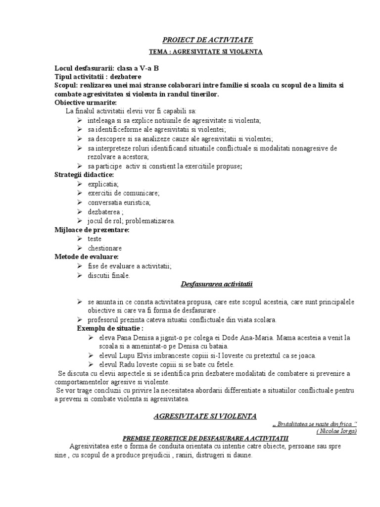 Agresivitatea Si Violenta | PDF