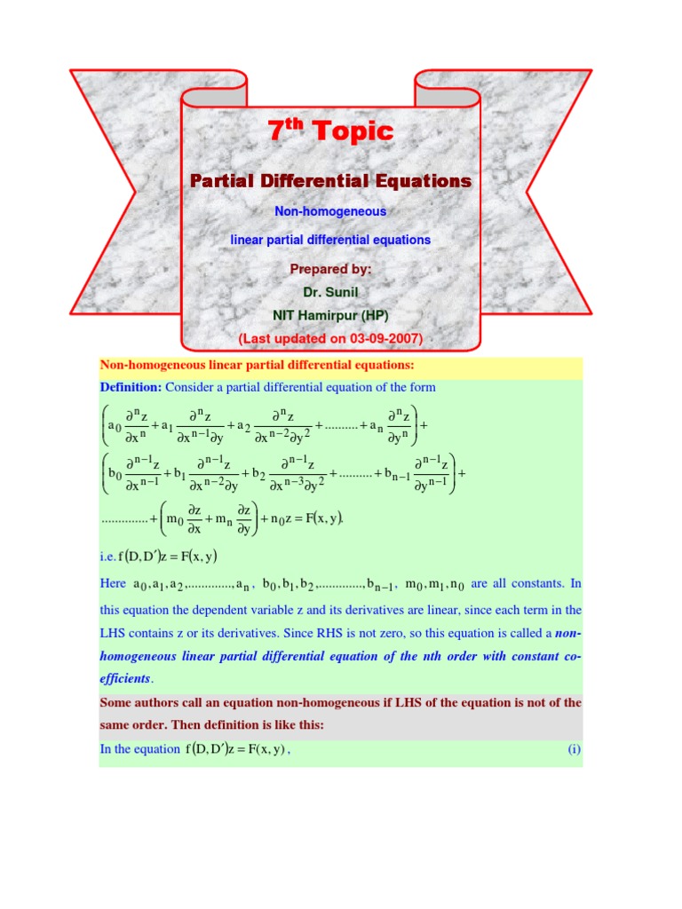 Non-Homogeneous Linear PDEs Explained | PDF | Differential Equations ...