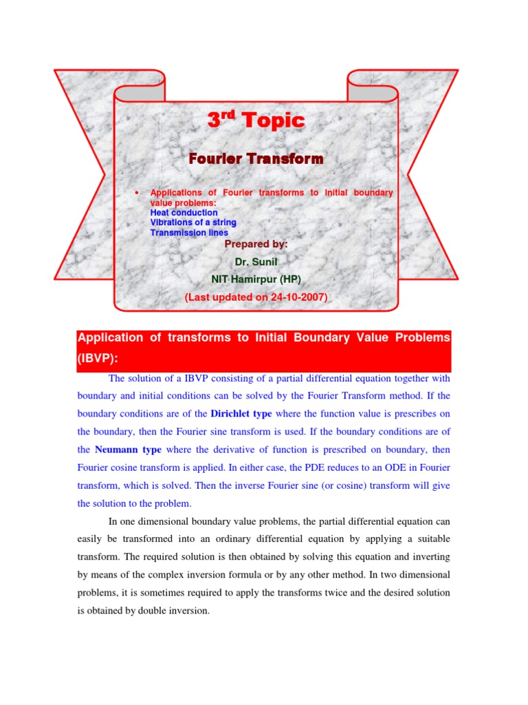 3.applications of Fourier Transform | PDF | Partial Differential ...