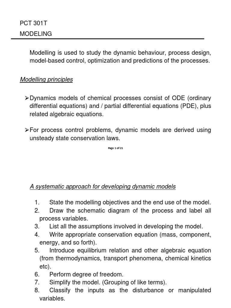 PCT 301T Modeling | PDF | Mathematical Model | Heat