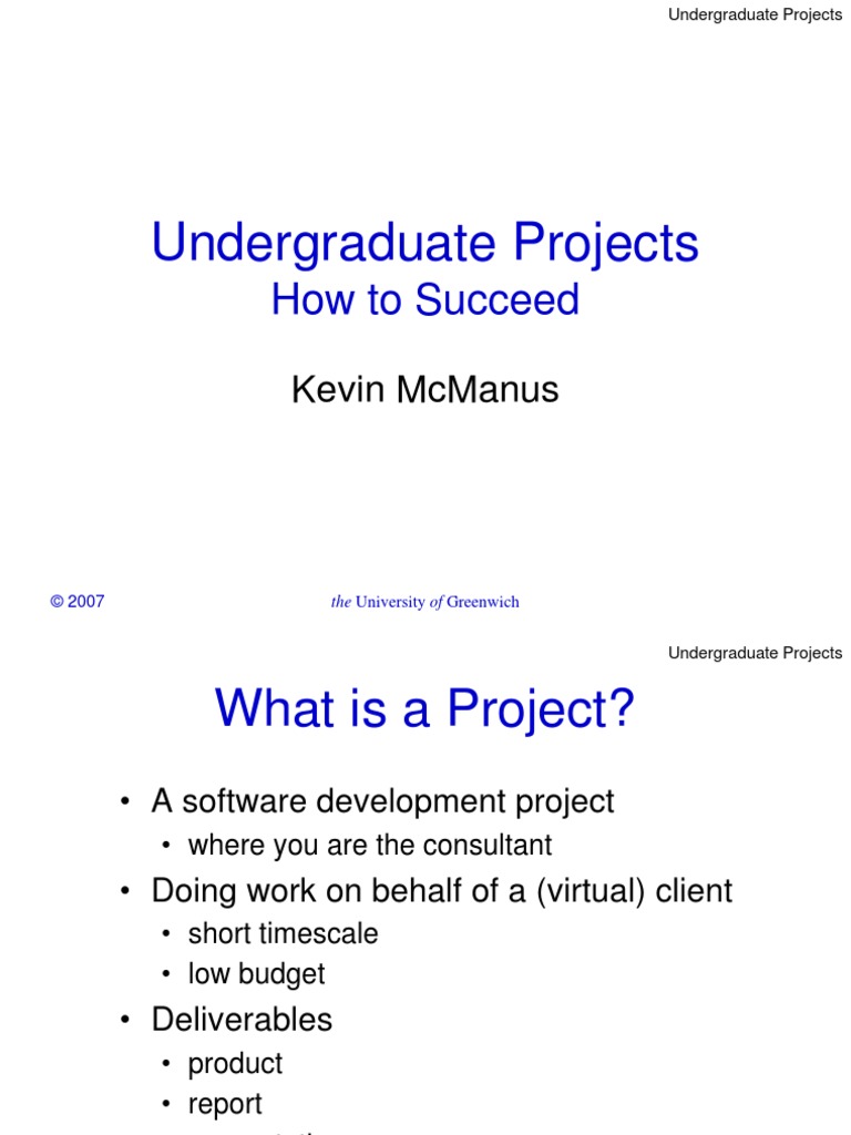 Undergraduate Projects: How To Succeed | PDF | Citation | Communication