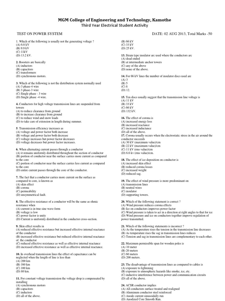MGM College of Engineering and Technology, Kamothe: Third Year Electrical Student Activity | PDF ...