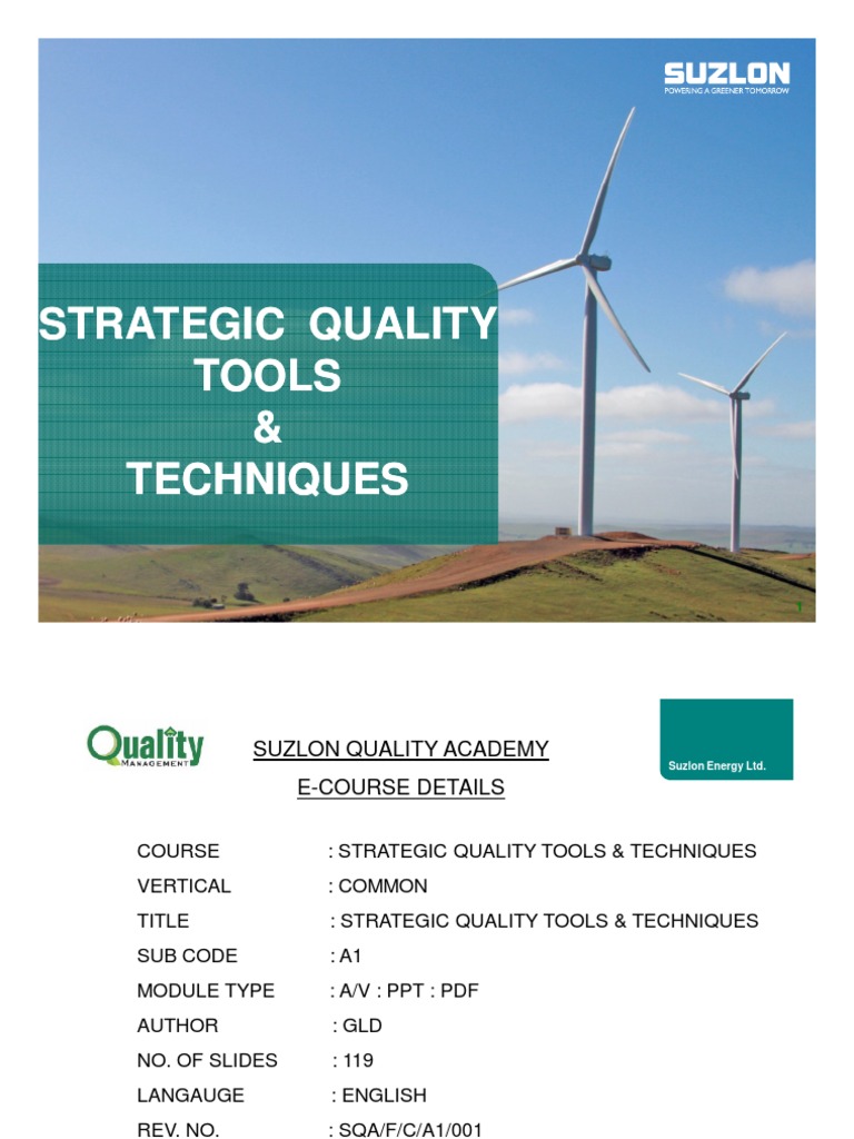 Strategic Quality Tools Techniques Pdf Reliability Engineering