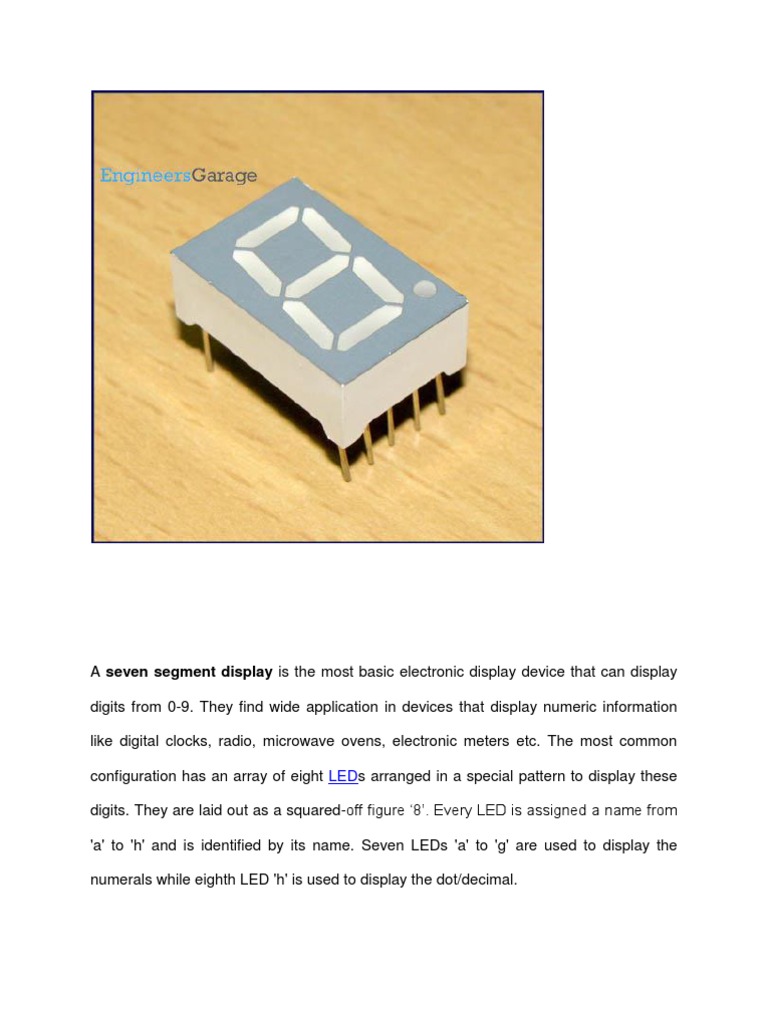 A Seven Segment Display | PDF | Light Emitting Diode | Electrical ...