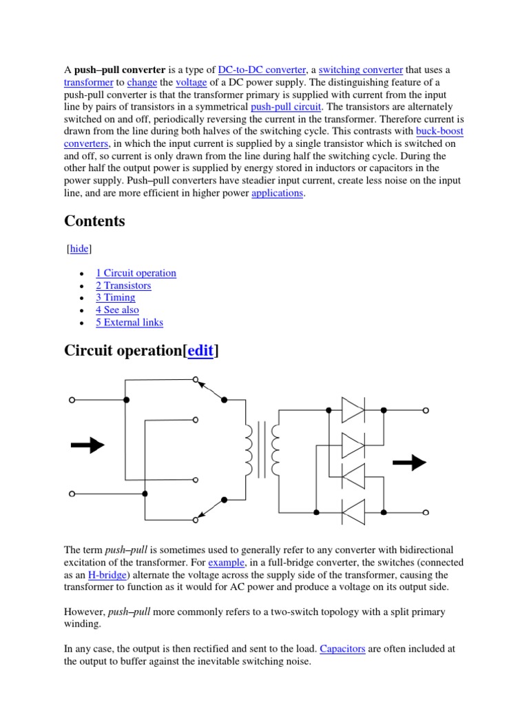 DC-to-DC Converter Switching Converter Transformer Change Voltage Push ...