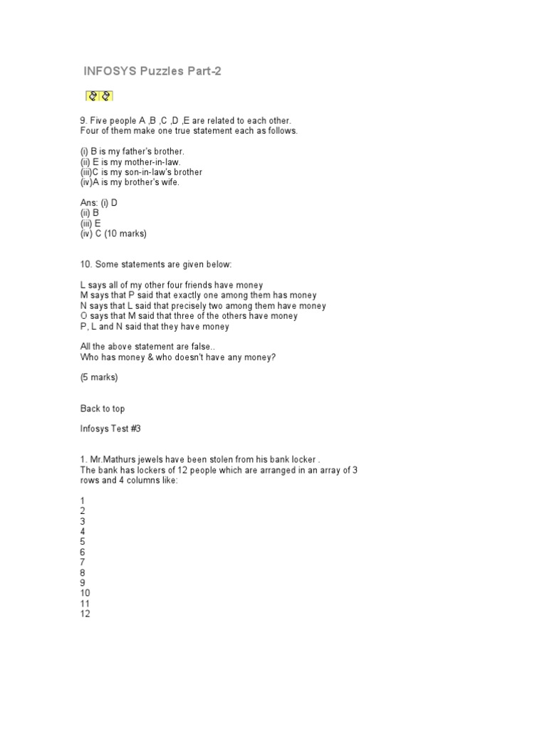 INFOSYS Puzzles Part2 | PDF | Nature