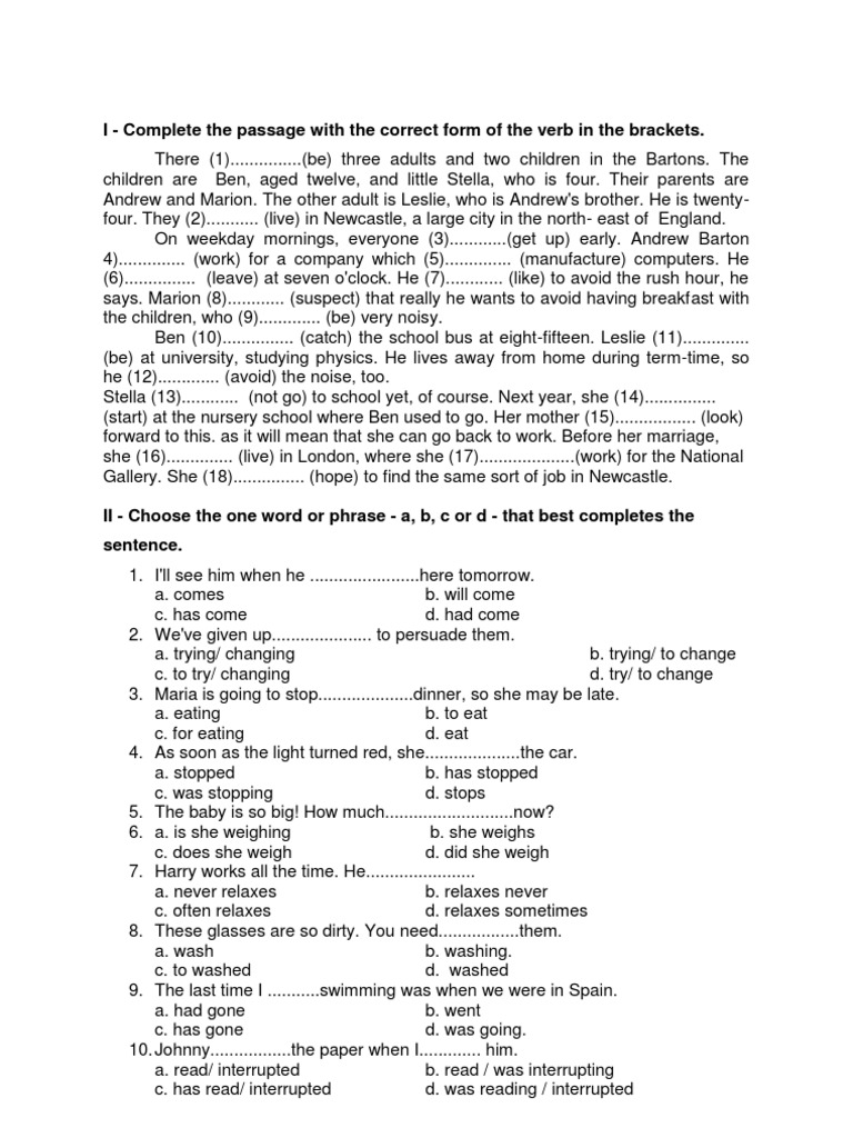 English Tenses Exercises