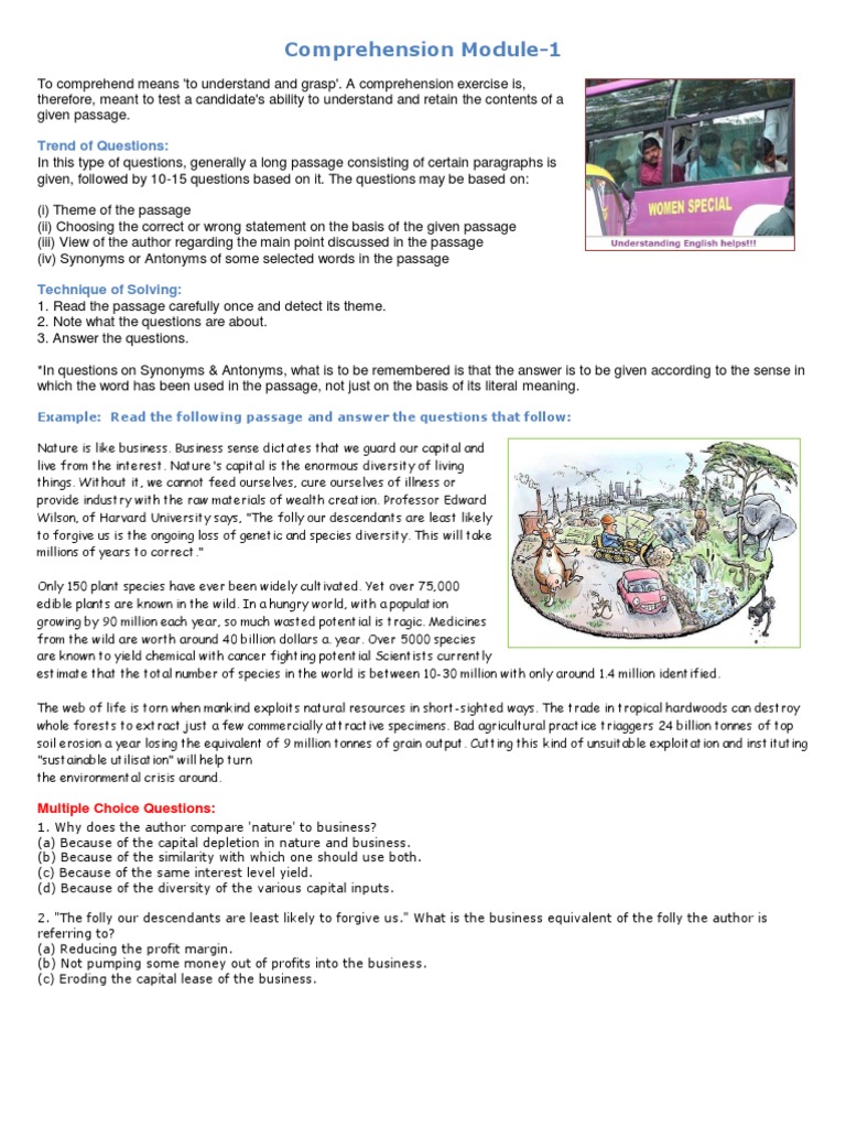 Comprehension Module-1: Trend of Questions | PDF | Biodiversity | Taxes