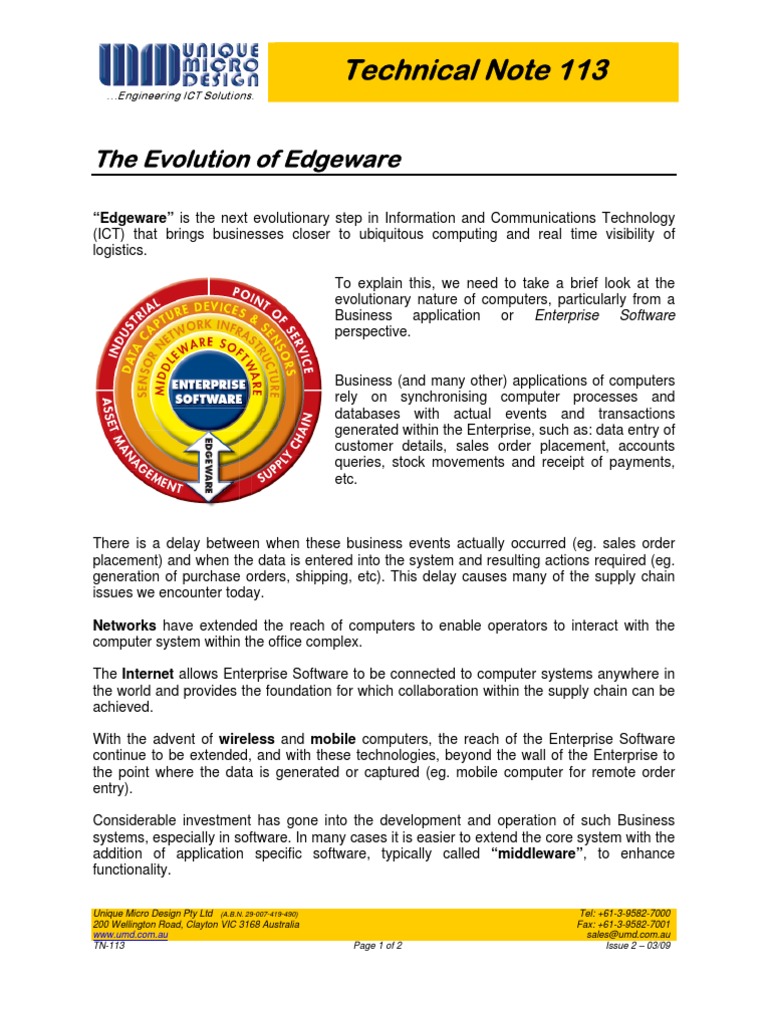 Evolution of Edgeware Technologies | PDF | Radio Frequency Identification | Scada