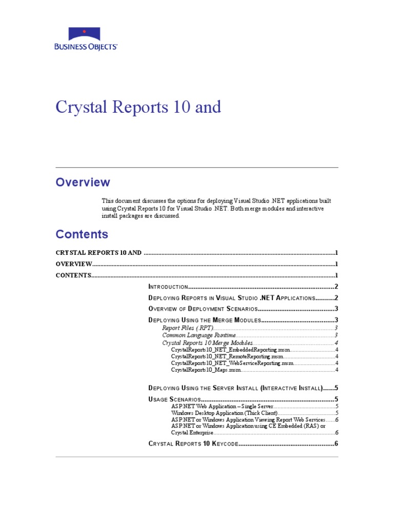 Deploying Crystal Reports 10 For | PDF | Web Server | Internet & Web