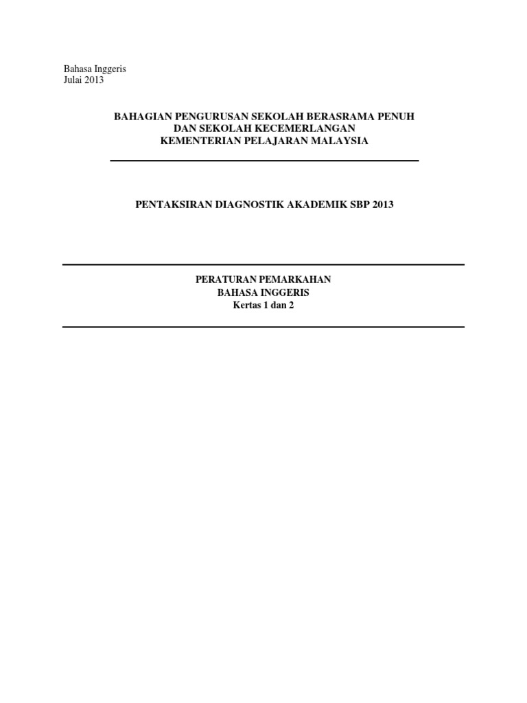 Skema 12-1&2 Bi Trial SBP PMR 2013 | PDF | Vocabulary | Grammar