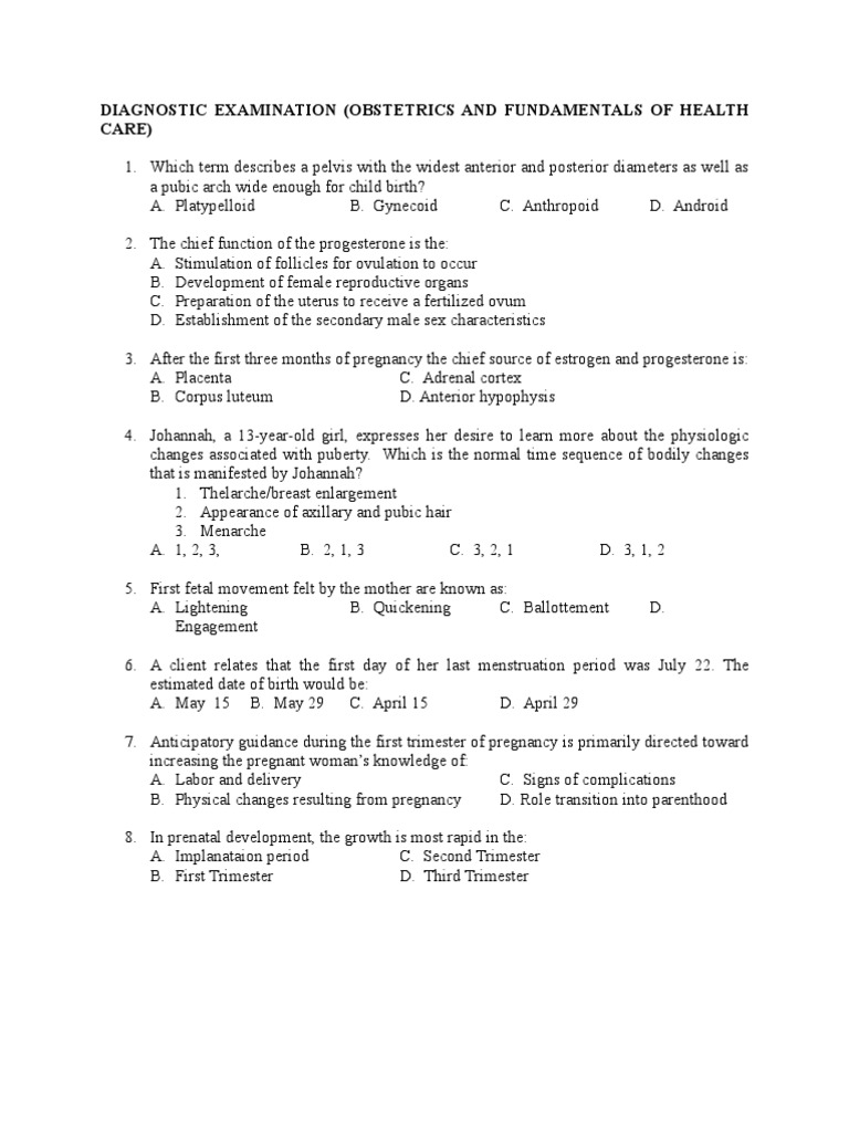 Disgnostic Exam | PDF | Menstrual Cycle | Pregnancy