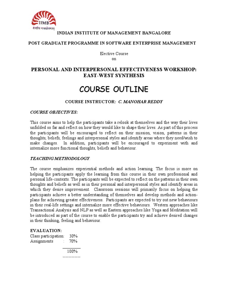 PGSEM - Personal and Interpersonal Effectiveness Workshop - East-West ...
