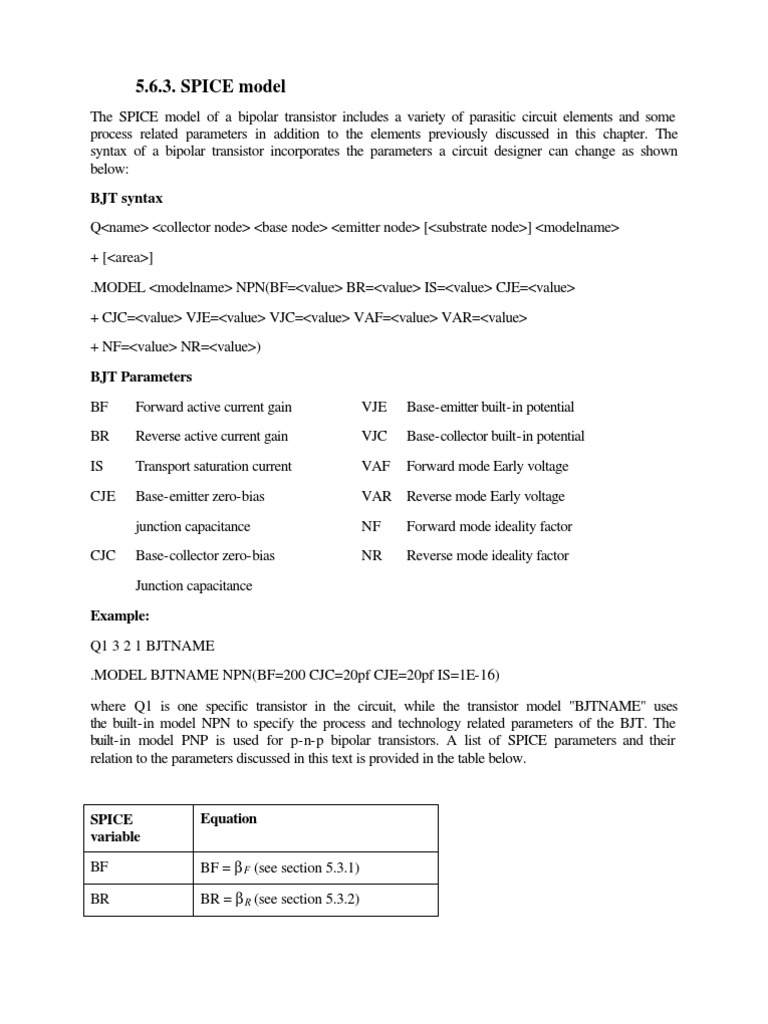 Transistor Spice Model | Bipolar Junction Transistor | Semiconductor ...