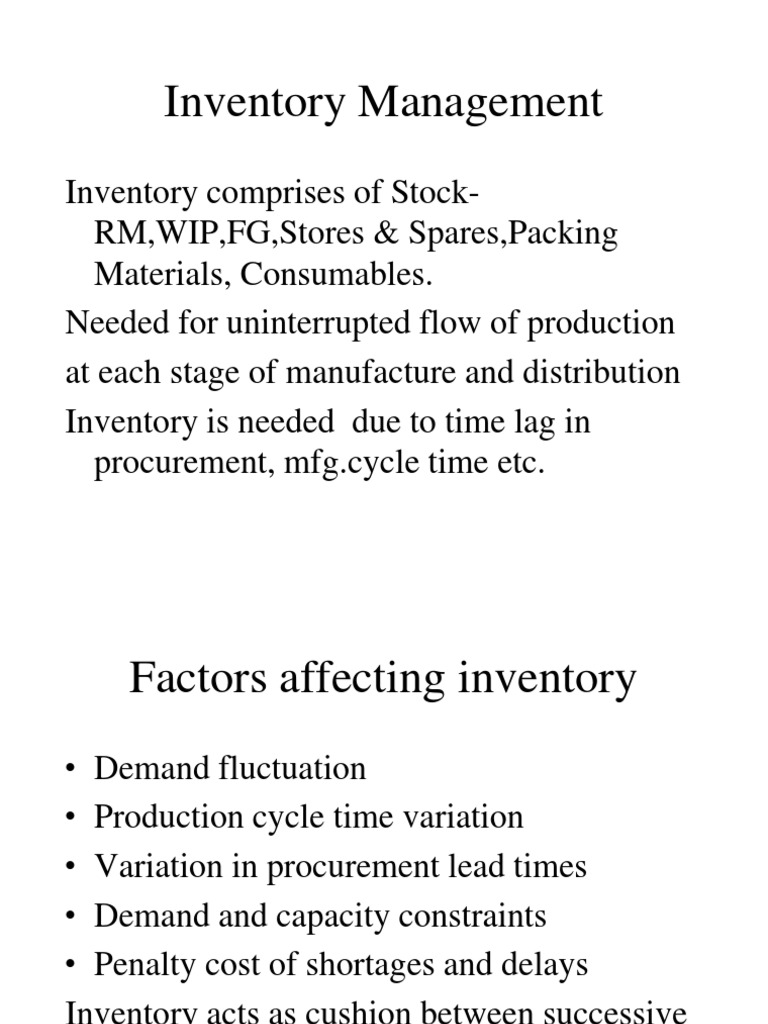 Inventory Management | PDF | Inventory | Standard Deviation