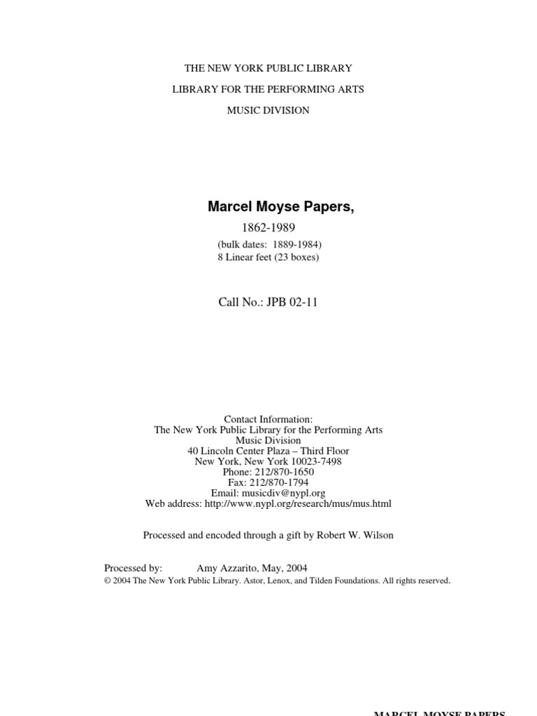Marcel Moyse | PDF | Classical Music | Library And Museum