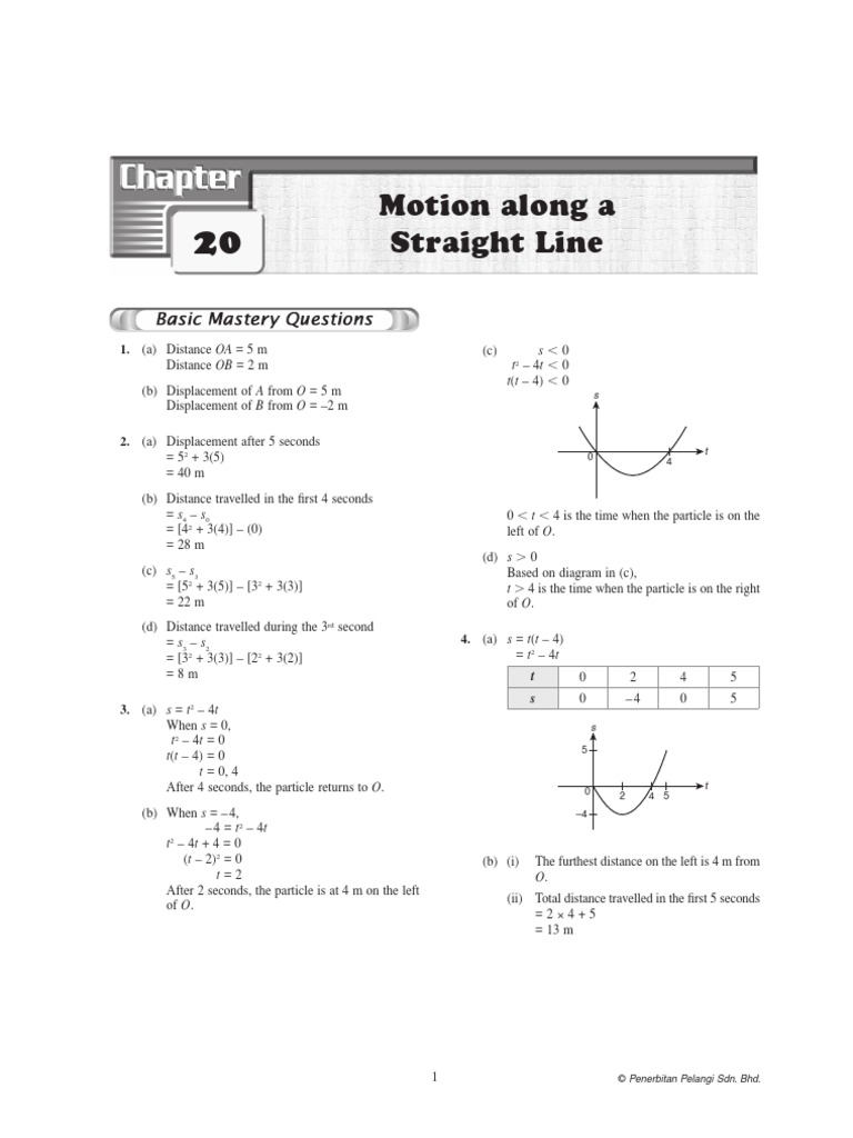 Motion Along A Straight Line | PDF | Velocity | Displacement (Vector)