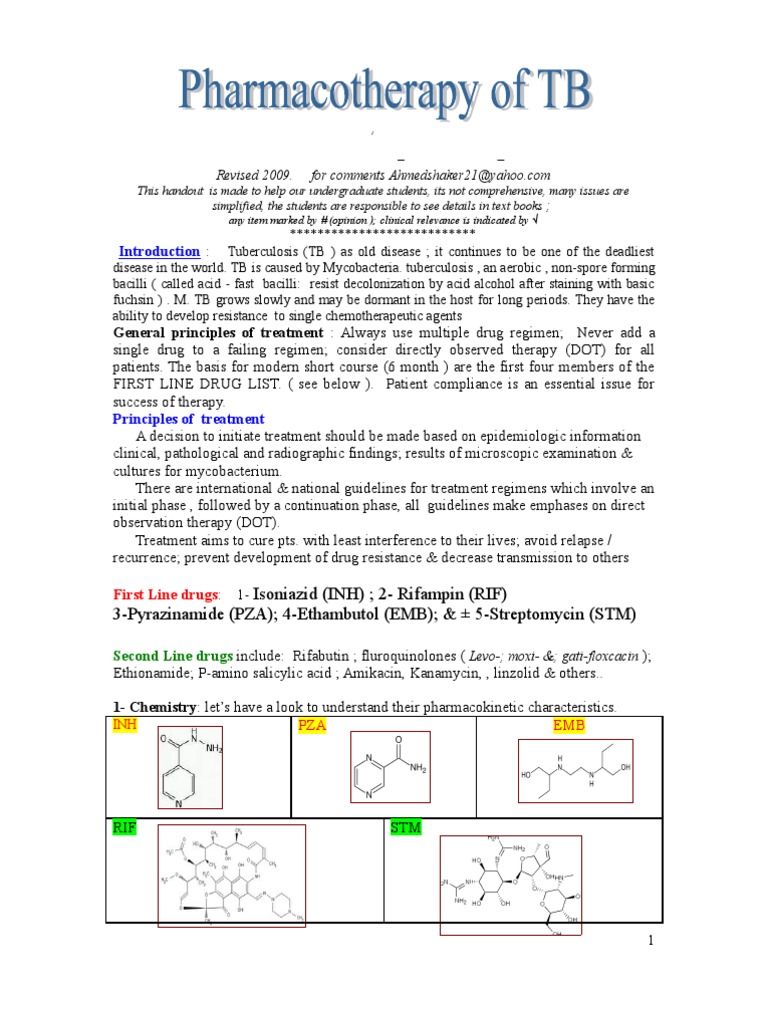 Pharmacotherapy of Tuberculosis Overview | PDF | Enzyme Inhibitor ...