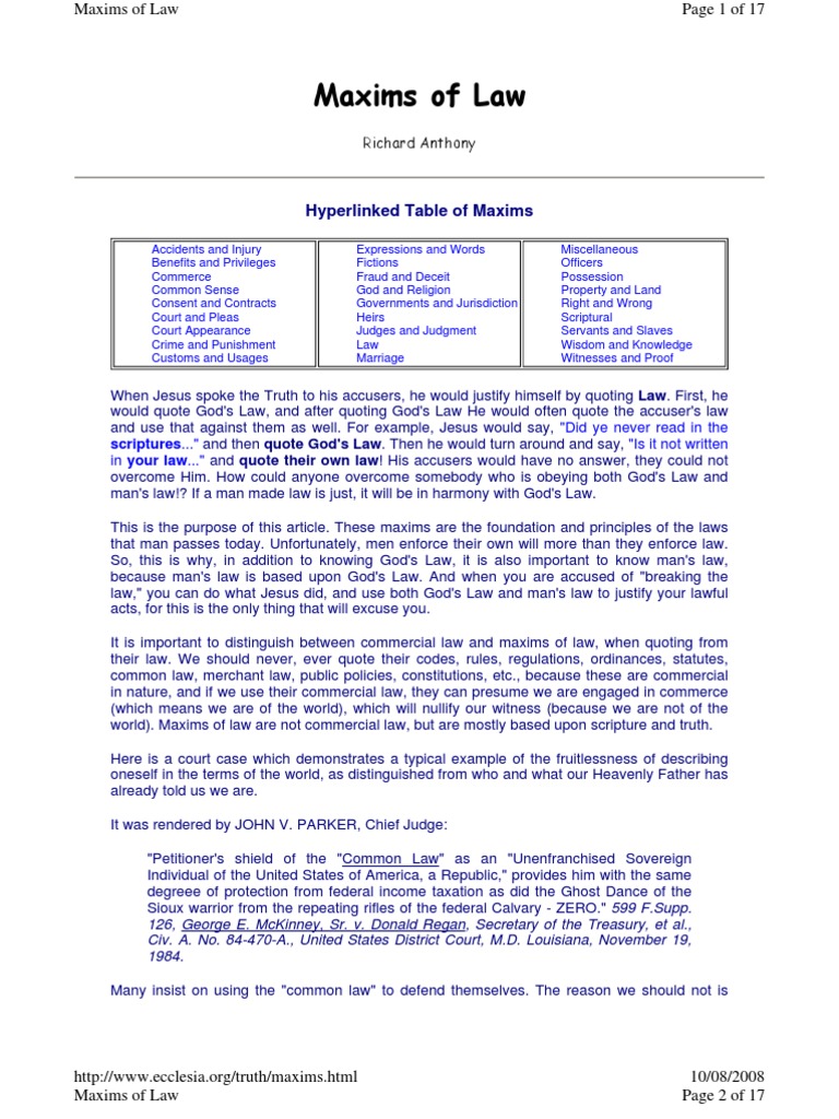 Maxims of Law | Evidence (Law) | Crimes | Free 30-day Trial | Scribd