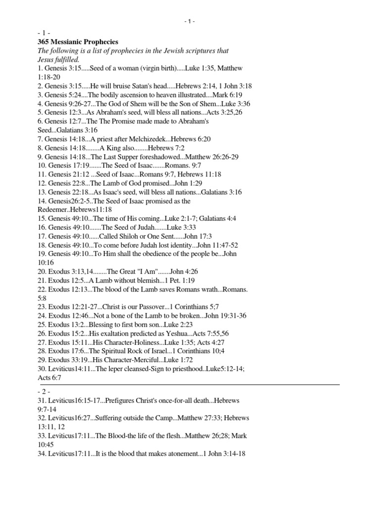 365 Messianic Prophecies | PDF | John The Baptist | Christianity