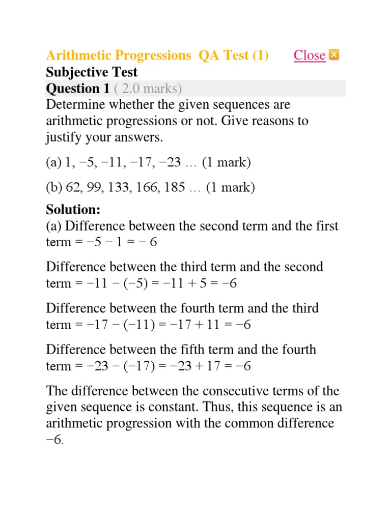 Arithmetic Progressions | PDF | Summation | Integer