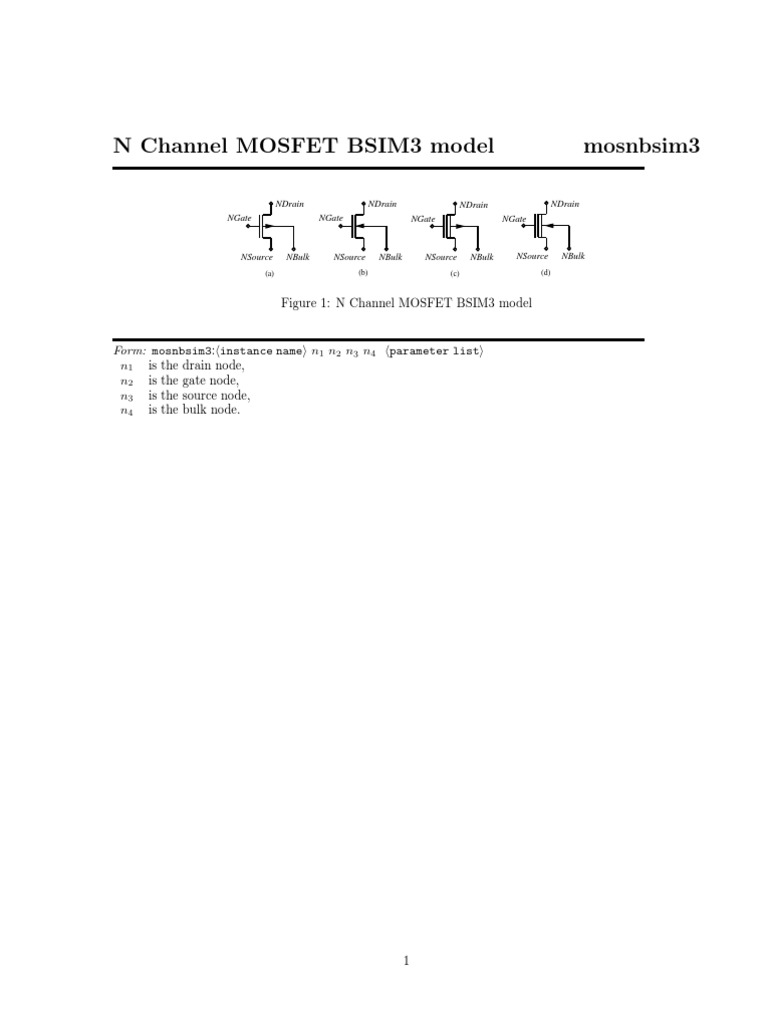 N Channel MOSFET BSIM3 Model | PDF | Mosfet | Field Effect Transistor