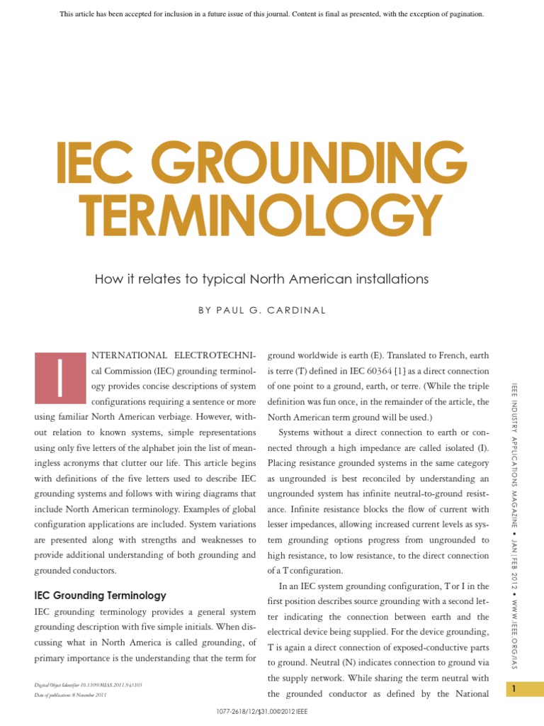 IEC Grounding Terminology | PDF | Equipment | Physics