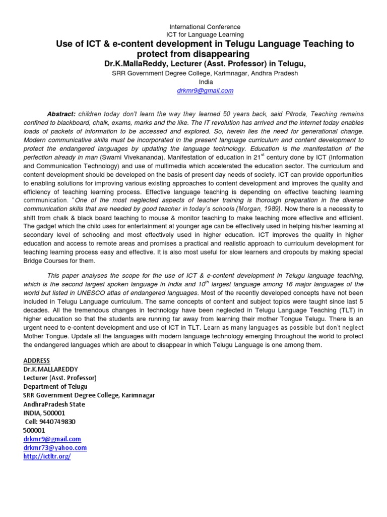 Abstract Ict | PDF | Educational Technology | Language Education