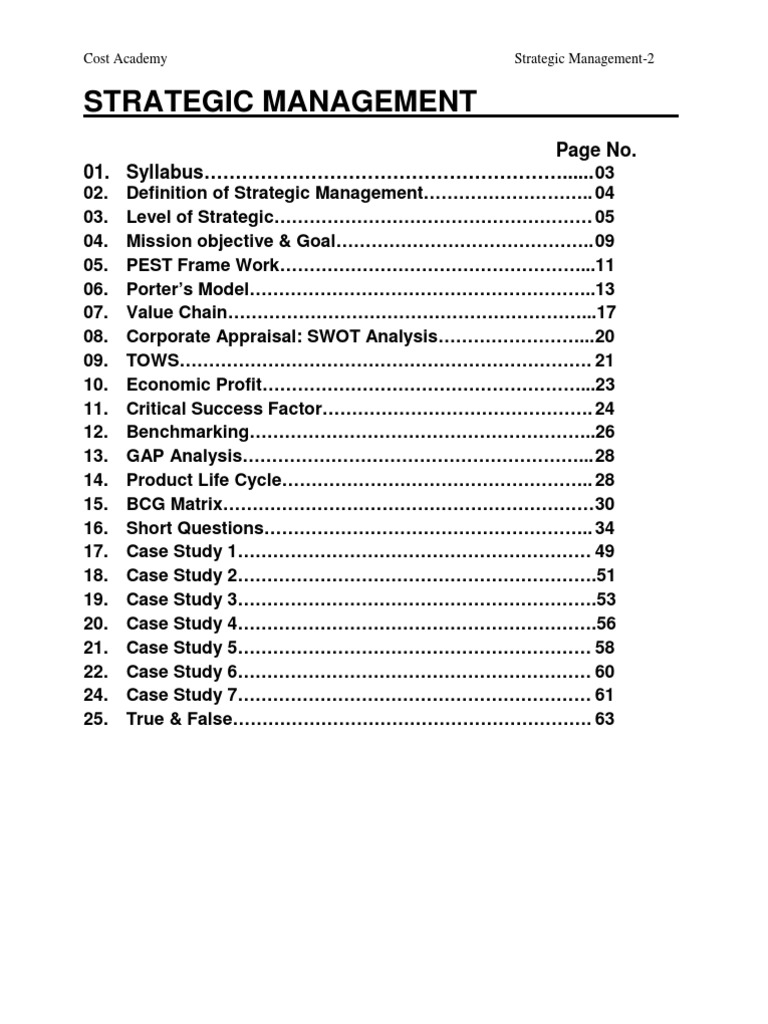 Strategic Management Overview | PDF | Strategic Management | Swot Analysis