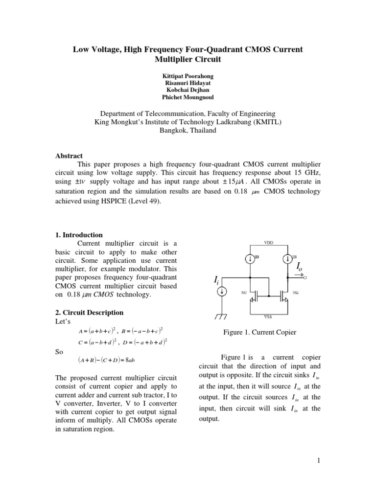 Current Multiplier 06 | PDF | Cmos | Electronic Circuits