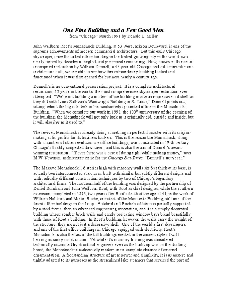 One Fine Building and A Few Good Men by Donald L. Miller | PDF ...
