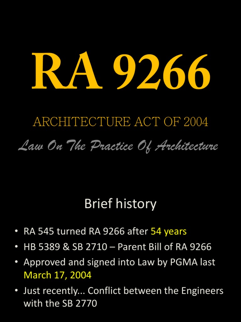 RA 9266 - DMZ Slide | PDF | Licensure | Architect