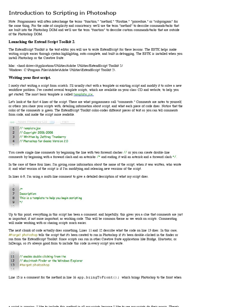 Photoshop Scripting | PDF | Adobe Photoshop | Scripting Language