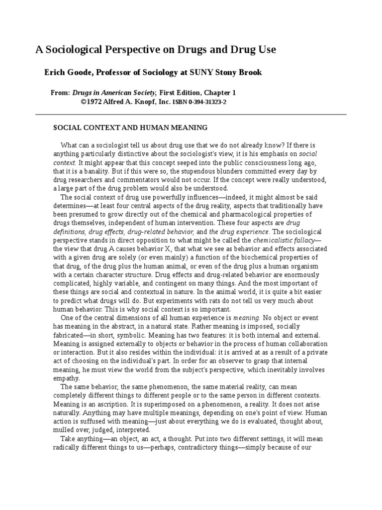 Erich Goode On Drugs | PDF | Psychoactive Drugs | Substance Dependence
