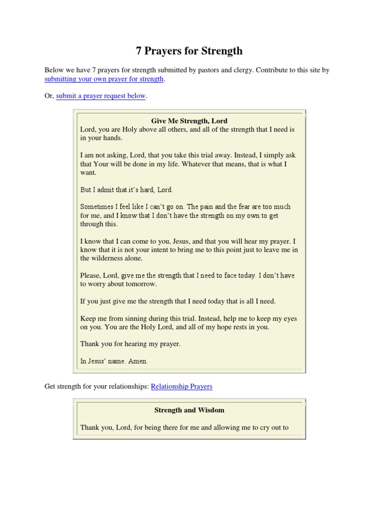 7 Prayers For Strength | PDF | Mercy | Prayer