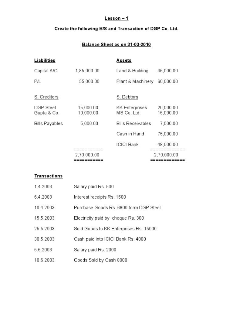 Tally Assignment | PDF | Balance Sheet | Credit (Finance)