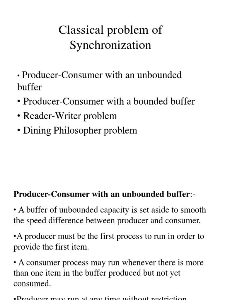 Classical Problem of Synchronization | PDF | Synchronization | Computer ...