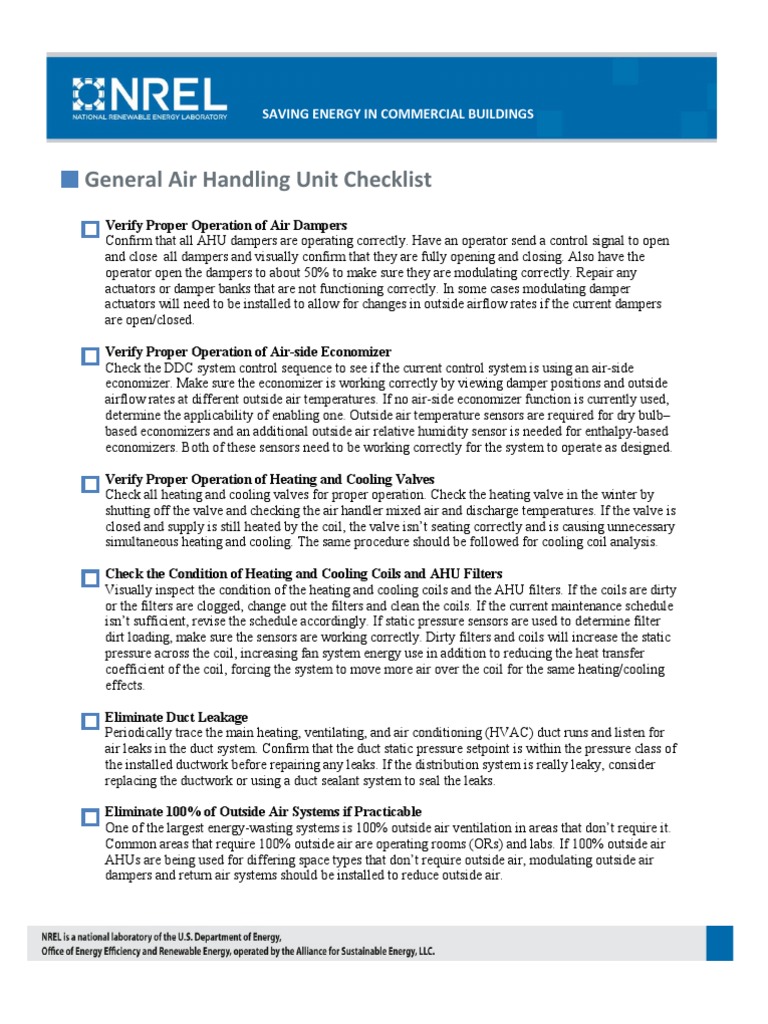 General CheckList | PDF | Hvac | Duct (Flow)