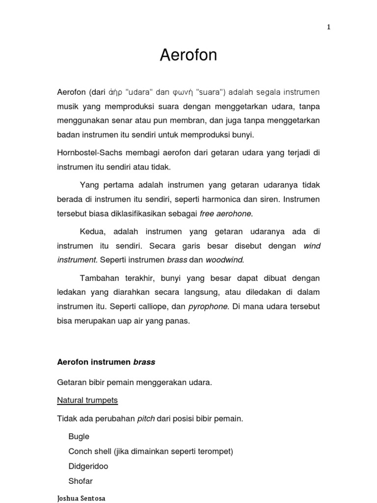 Aerofon | PDF | Trompet | Instrumen Musik Tiup Logam