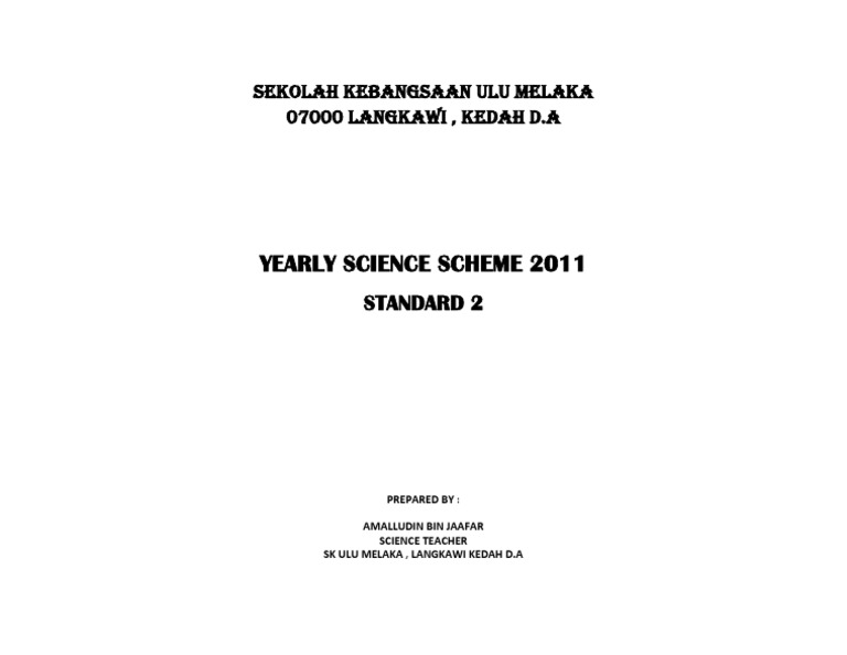 2011 Yearly Science Plan Std 2 | PDF