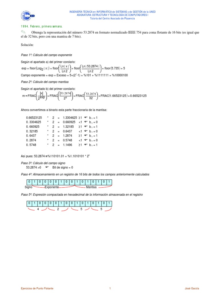 Representaciones en formato IEEE 754 de números decimales | PDF | Poco ...