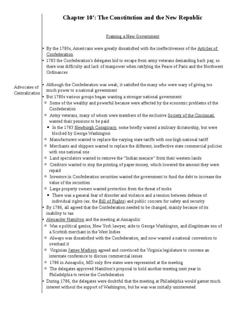 APUSH Chapter 10 Notes | PDF | Federalist Party | Alexander Hamilton