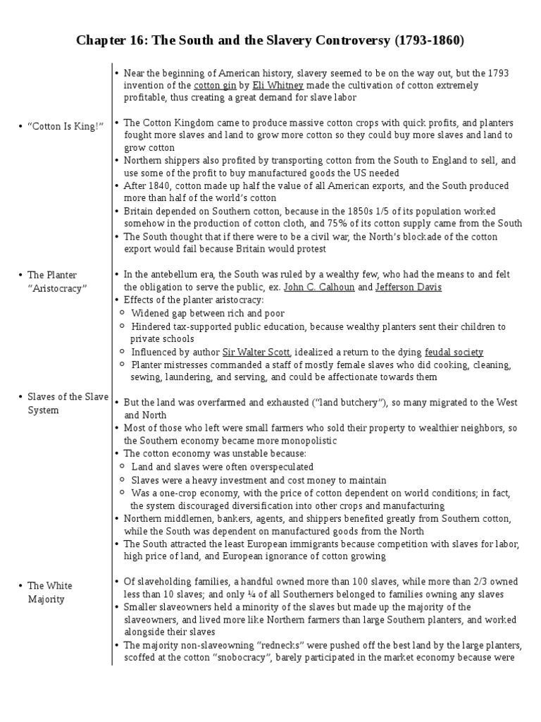 APUSH Chapter 16 Notes | PDF | Abolitionism In The United States ...