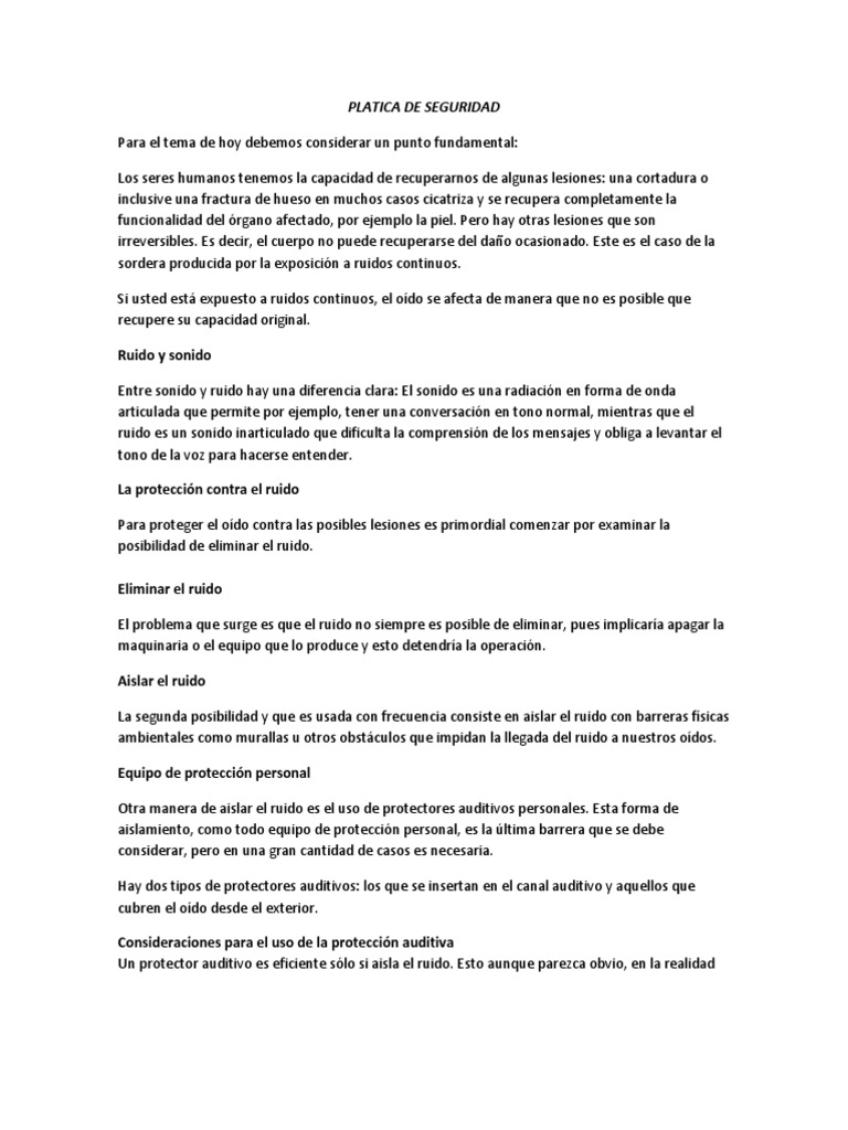 Platica de Seguridad | PDF | ruido | Sonido