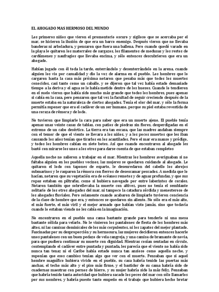 El Ahogado Mas Hermoso Del Mundo PDF | PDF | Naturaleza