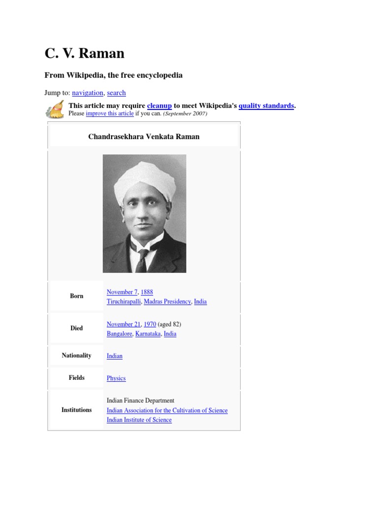 CV Raman | Download Free PDF | Applied And Interdisciplinary Physics ...