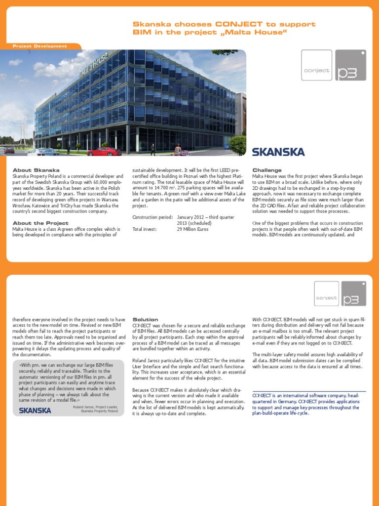 Conject PM Success-Story Skanska Malta-House en | PDF | Building Information Modeling | Version ...